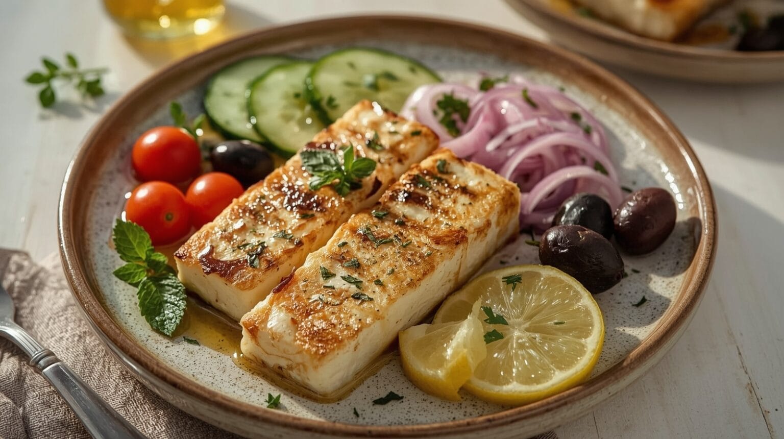 Grilled Halloumi Greek Plate – A Fresh & Flavorful Low-Carb